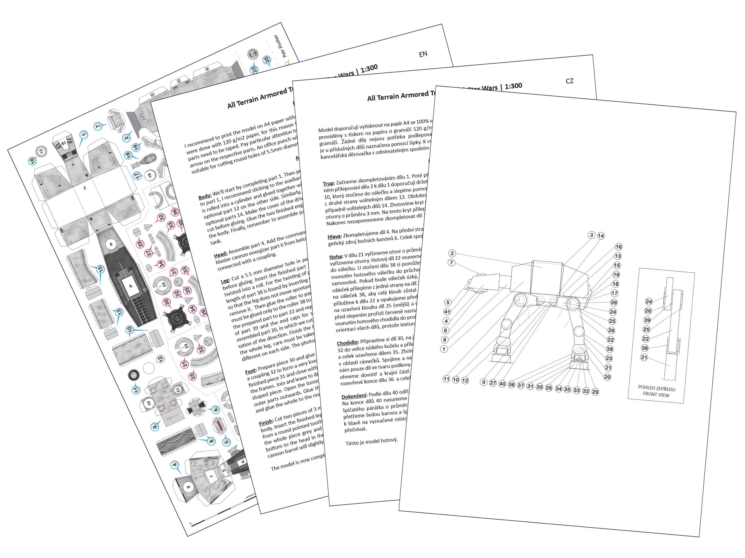 AT-AT Paper Model DIY Template | Machine Robot Papercraft Inspired by ...