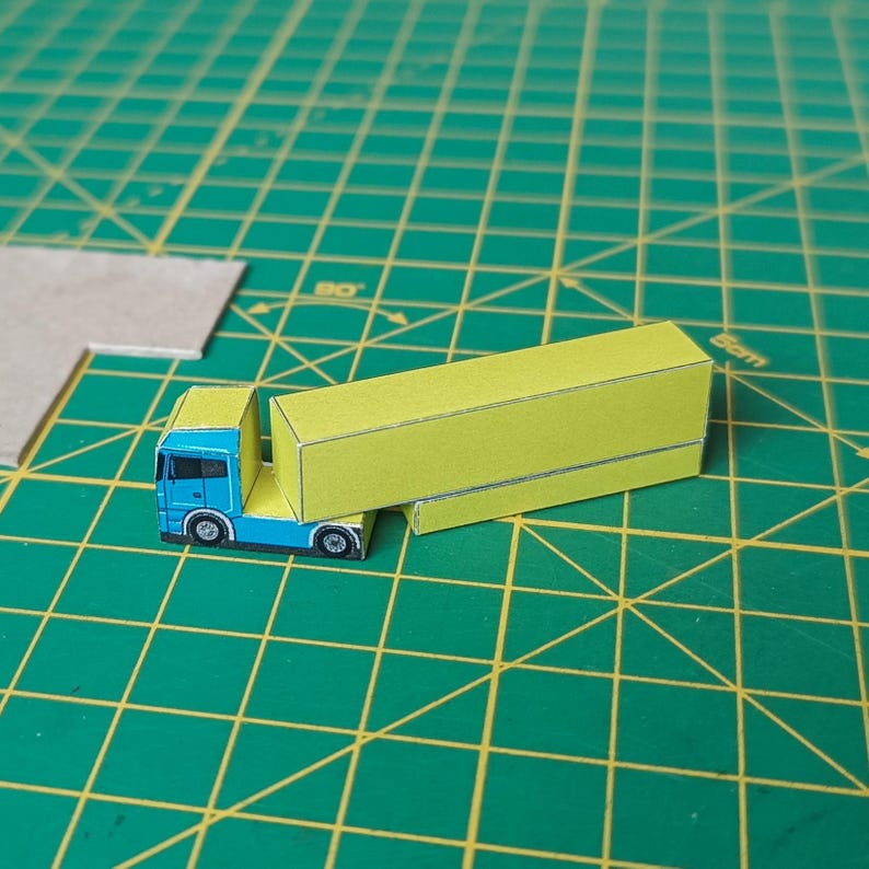 Container Truck Paper Model | Miniature Truck | DIY 1:300 Scale Digital ...
