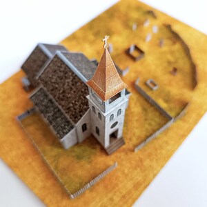 Church Paper Model DIY Template | White Church With Cemetery Inspired ...