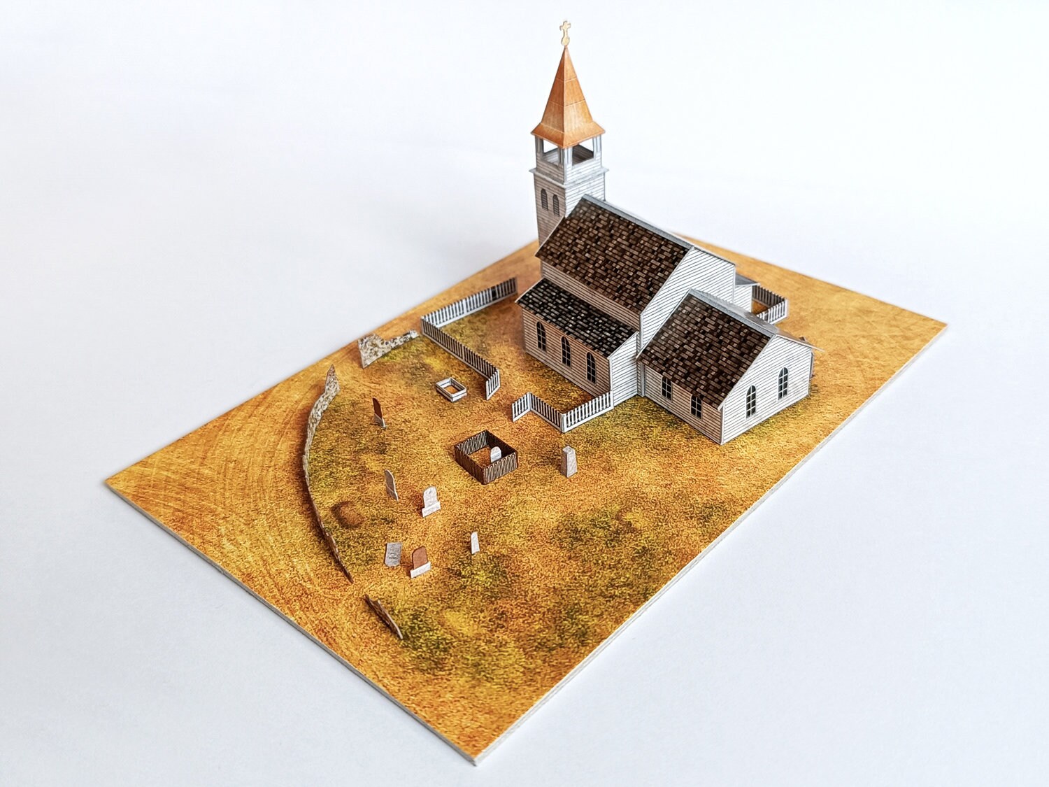 Church Paper Model DIY Template | White Church With Cemetery Inspired ...