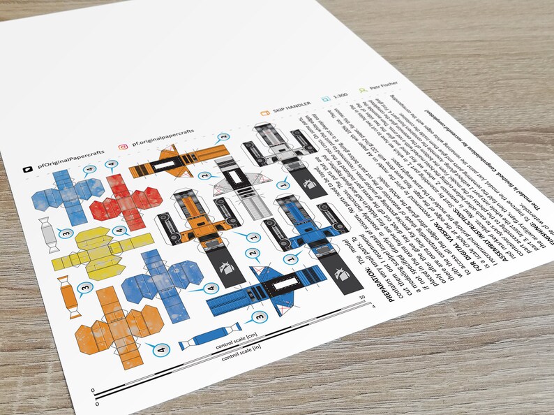 Skip Handler Paper Model DIY Template Work Truck Quality Texture ...