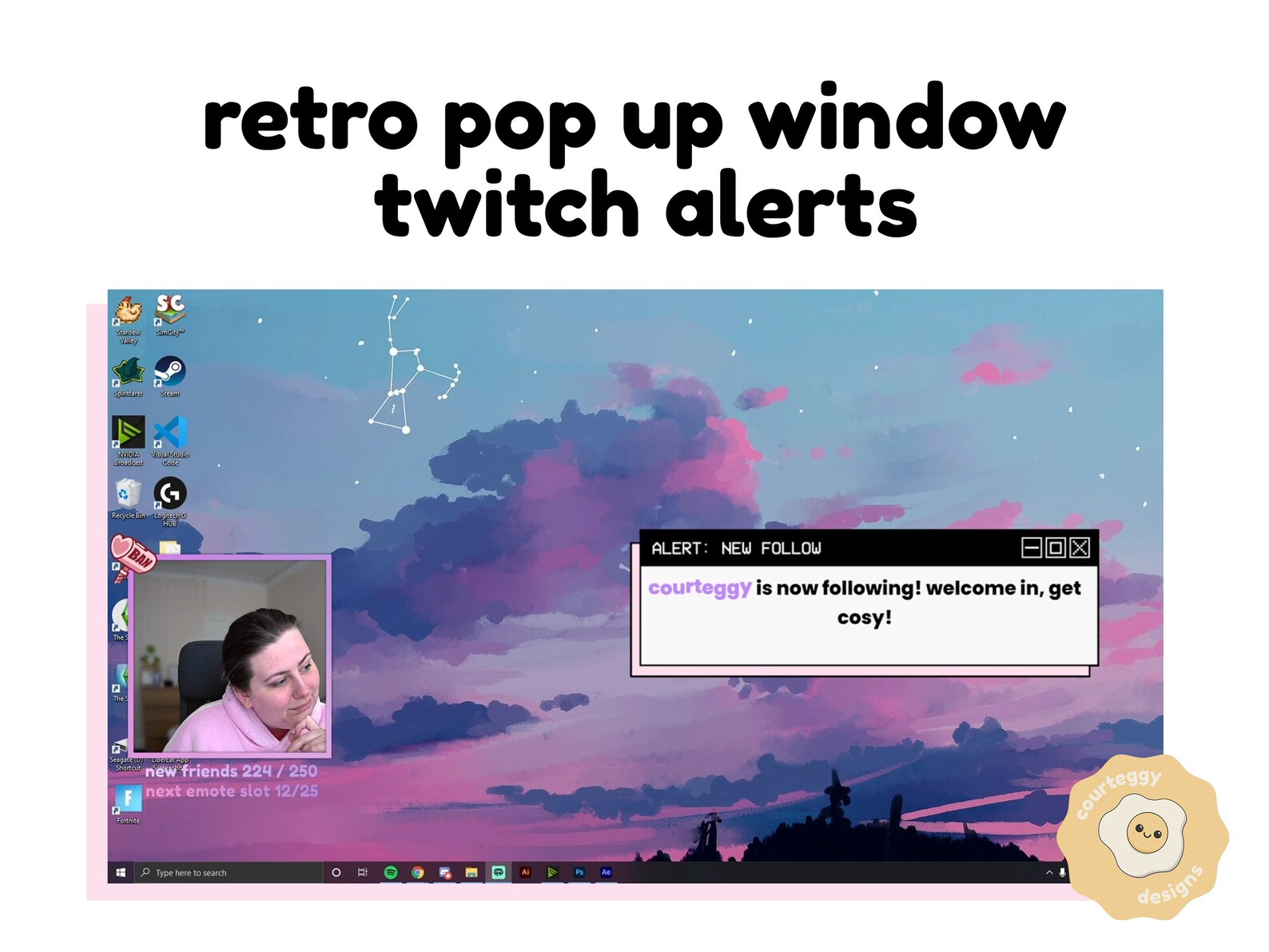 Retro Pop up Window Twitch Alerts 8-bit Style 9 Alerts Minimal Simple ...