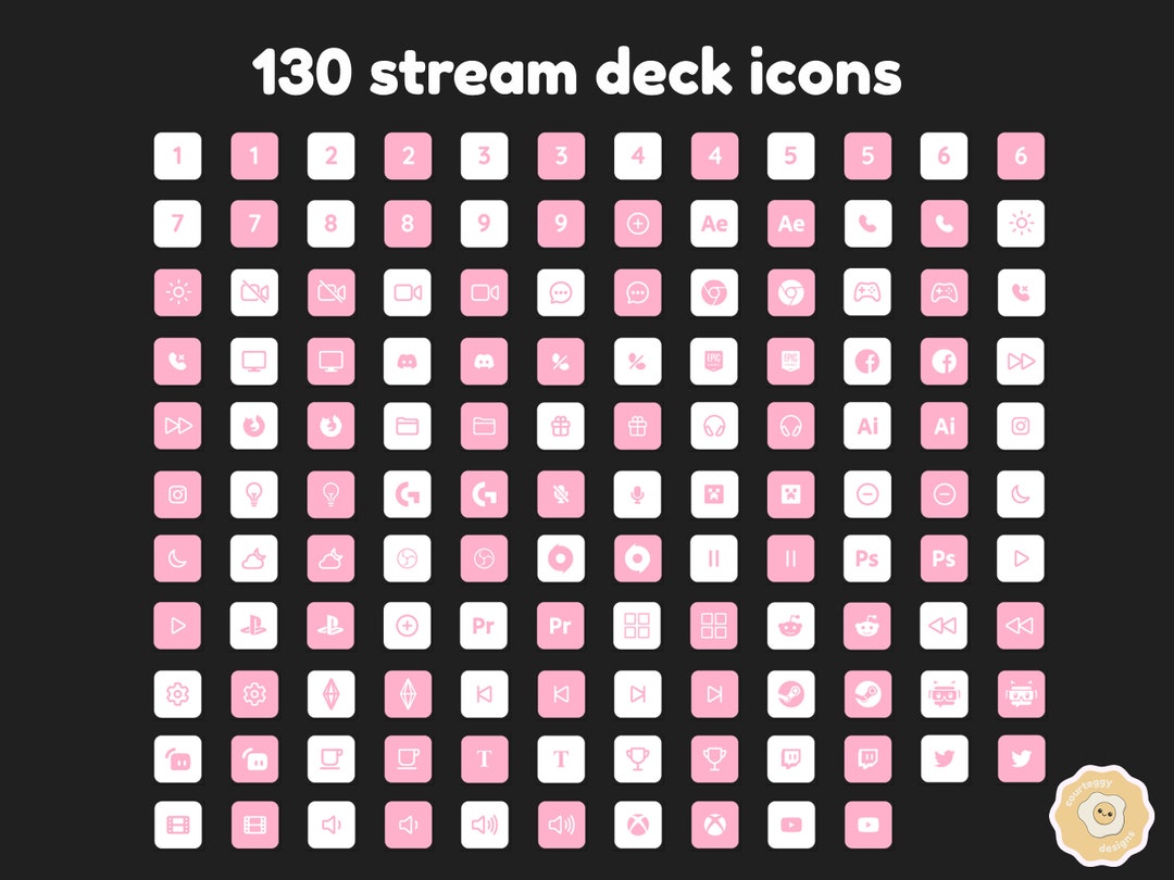 130 Pink & White Stream Deck Icons Cute Minimal Streaming Graphics ...