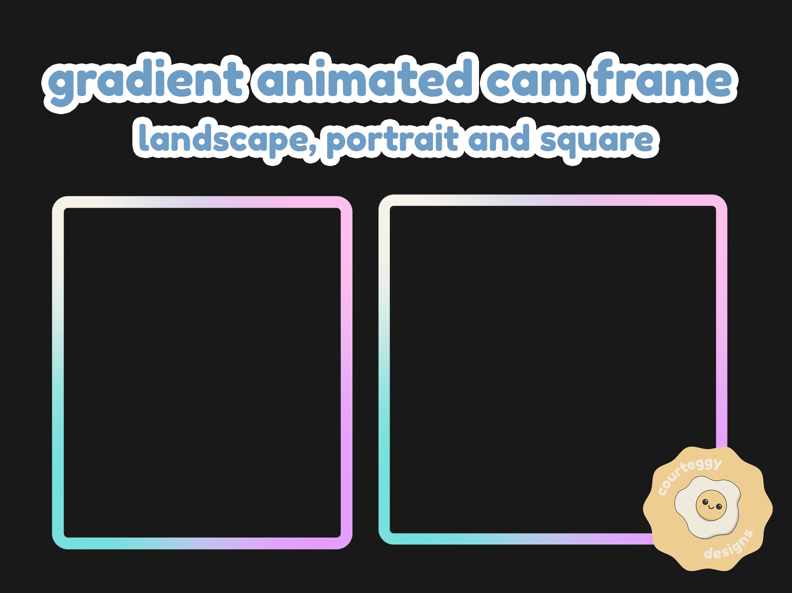 Pastel Pink Blue Teal Animated Facecam Frame 3 Sizes Minimal Simple ...