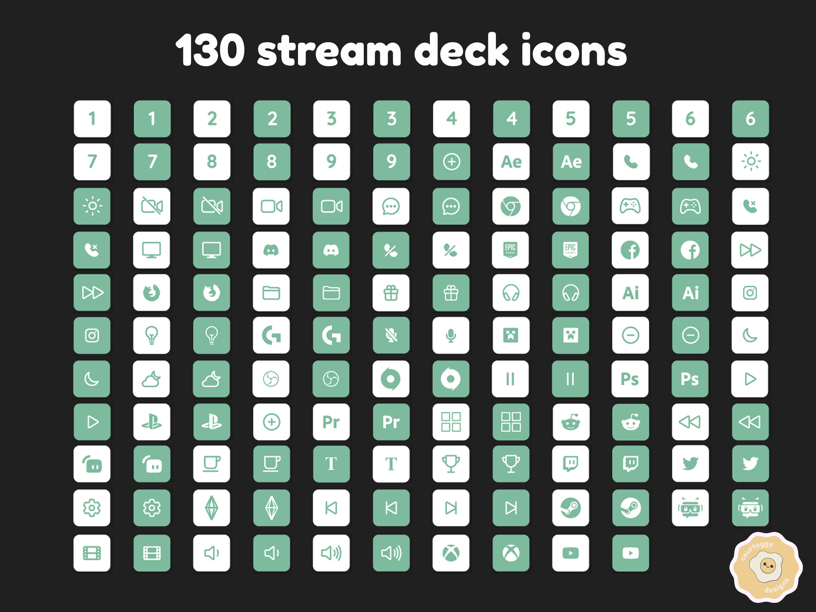 130 Sage Green & White Stream Deck Icons Cute Minimal | Etsy