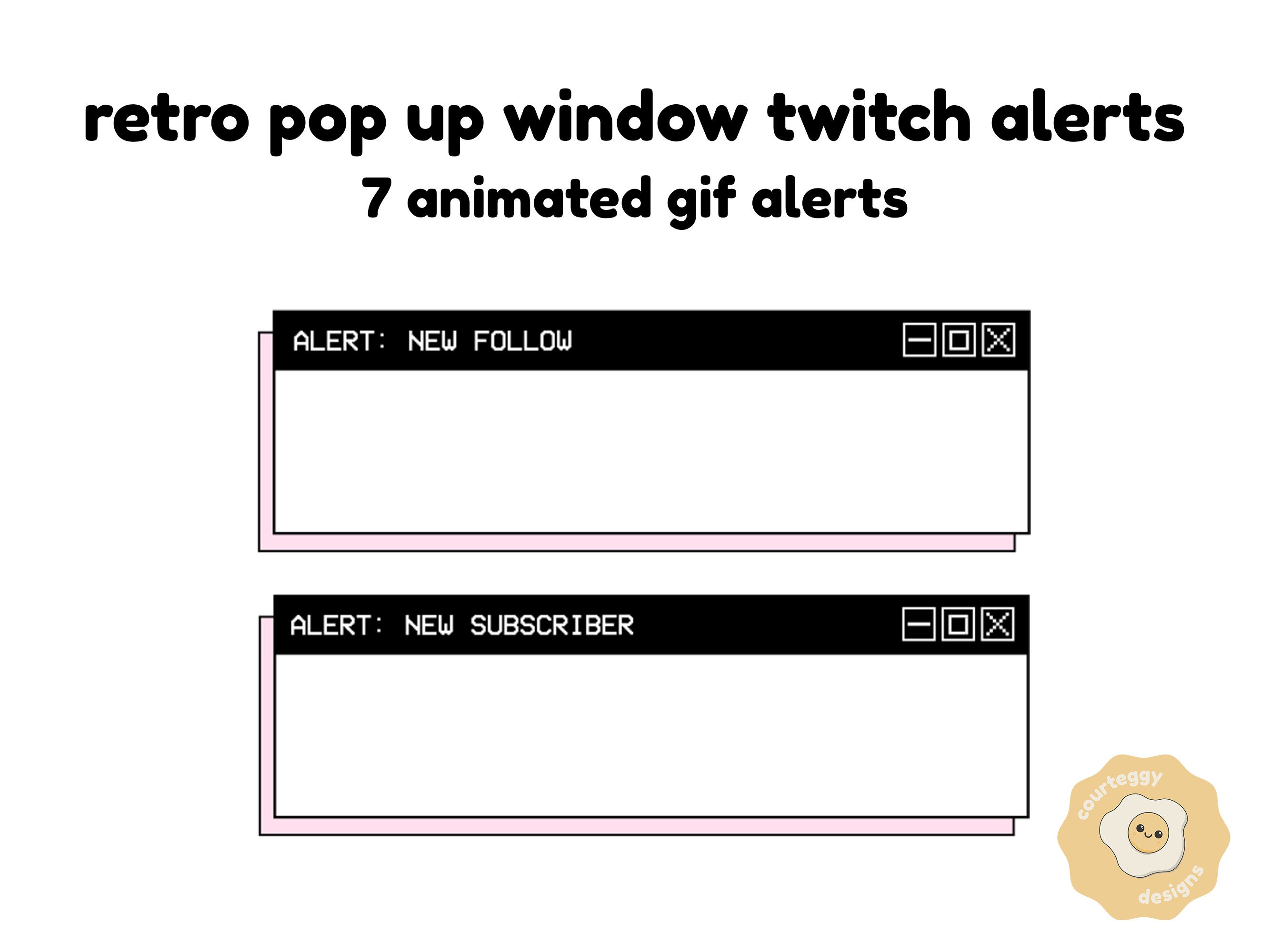 Retro Pop up Window Twitch Alerts 8-bit Style 9 Alerts Minimal Simple ...