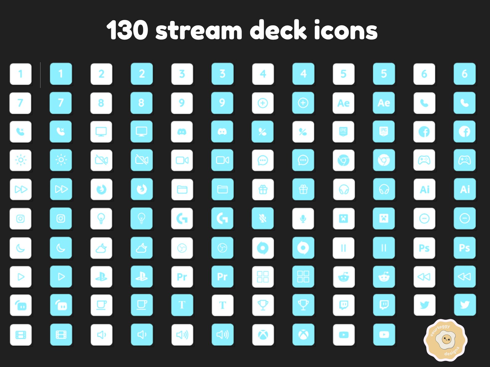 130 Sky Blue & White Stream Deck Icons Cute Minimal | Etsy