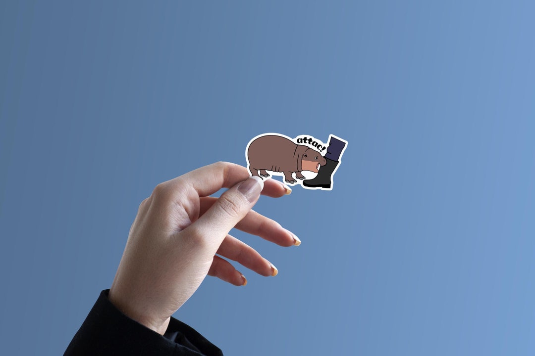 Moo Deng Sticker | Baby Hippo Vinyl Sticker | Attack Decal | Zoo Animal ...