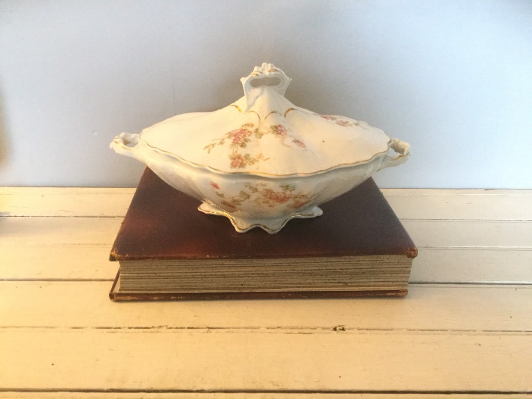 Antique East Liverpool Pottery Lidded Serving Dish: Floral Porcelain - Etsy