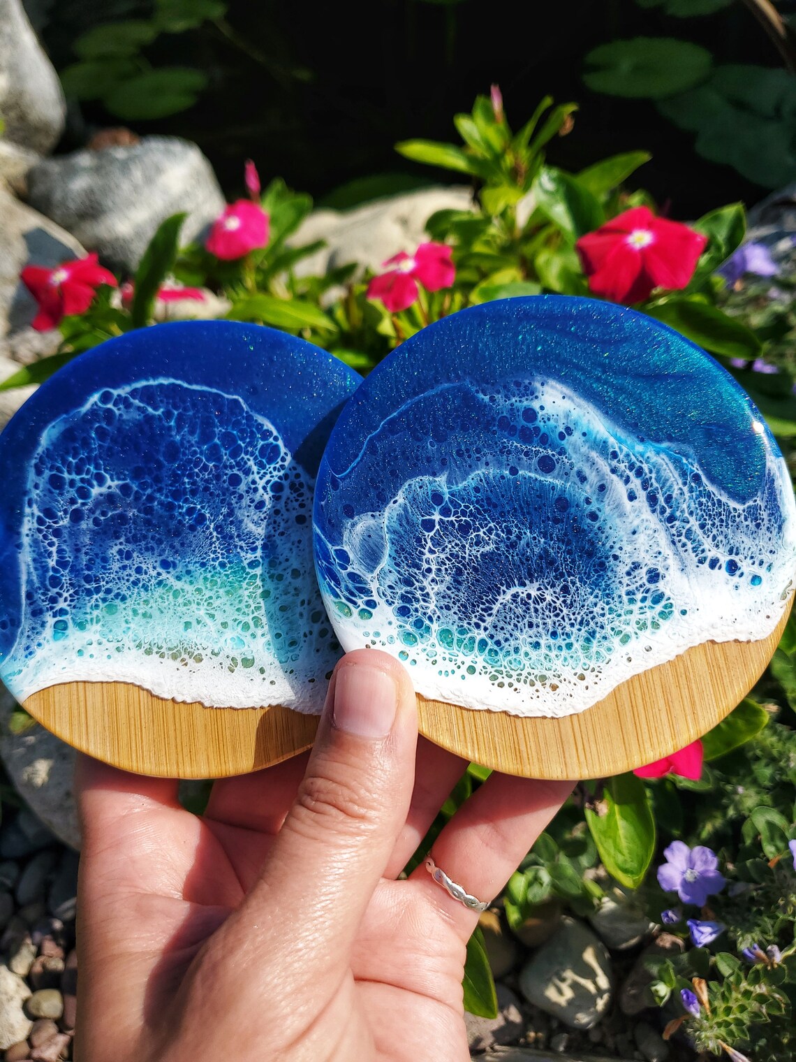 Ocean Wave Beach Coasters Ocean Coasters Beach Resin - Etsy