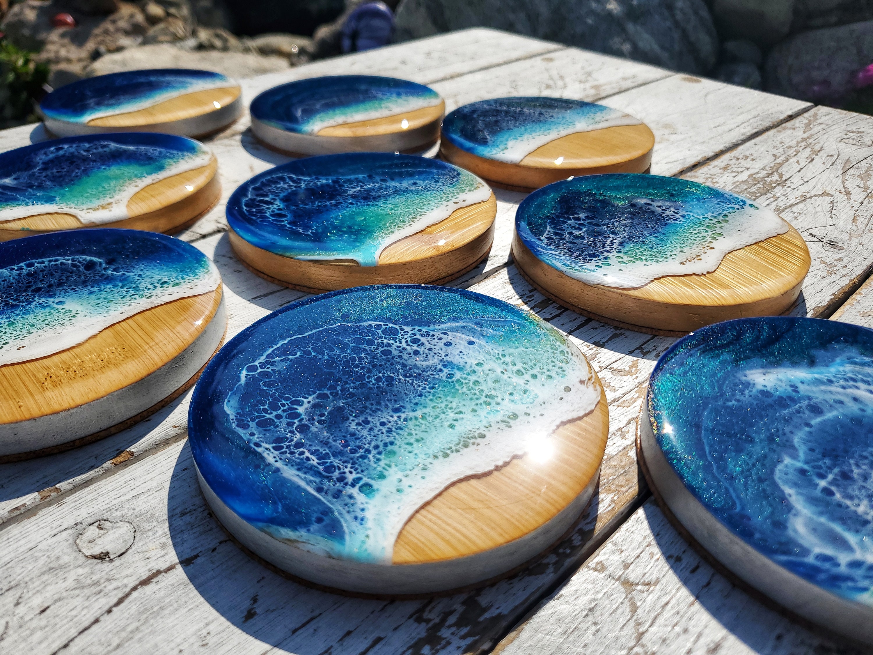 Ocean Wave Beach Coasters Ocean Coasters Beach Resin - Etsy