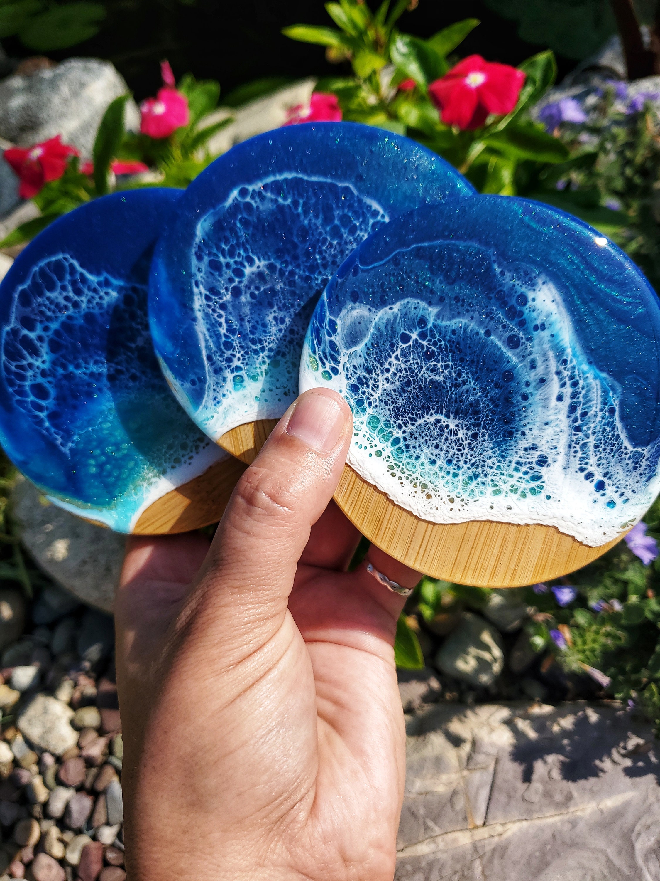 Ocean Wave Beach Coasters Ocean Coasters Beach Resin - Etsy