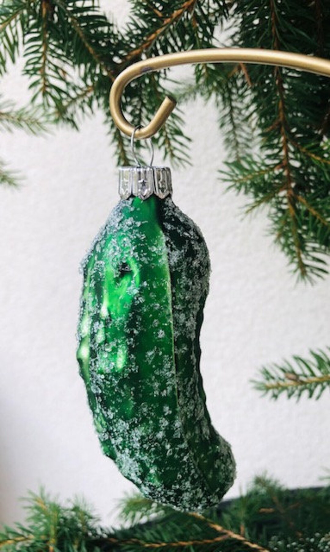 CHRISTMAS PICKLE Green With Frosting – “OGÓREK” Hanging Glass Ornament ...