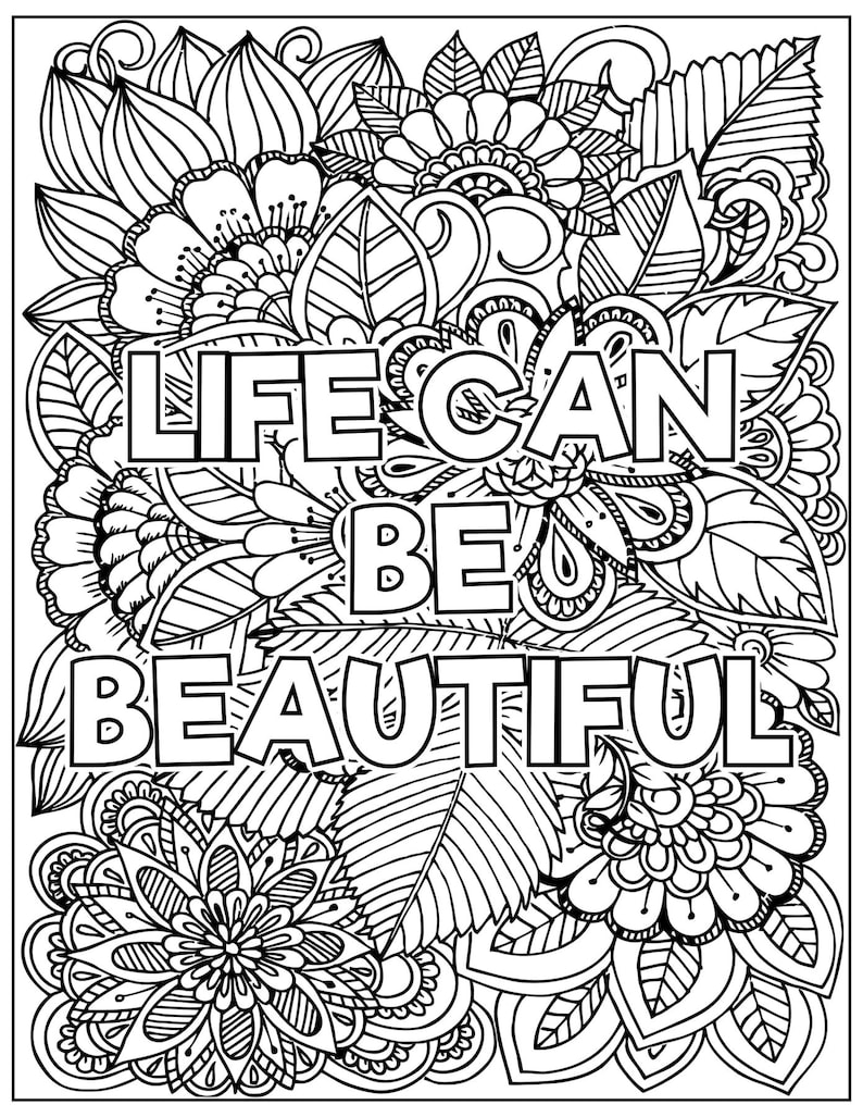 Life Can Be Beautiful: Coloring Book Sample Page - Etsy