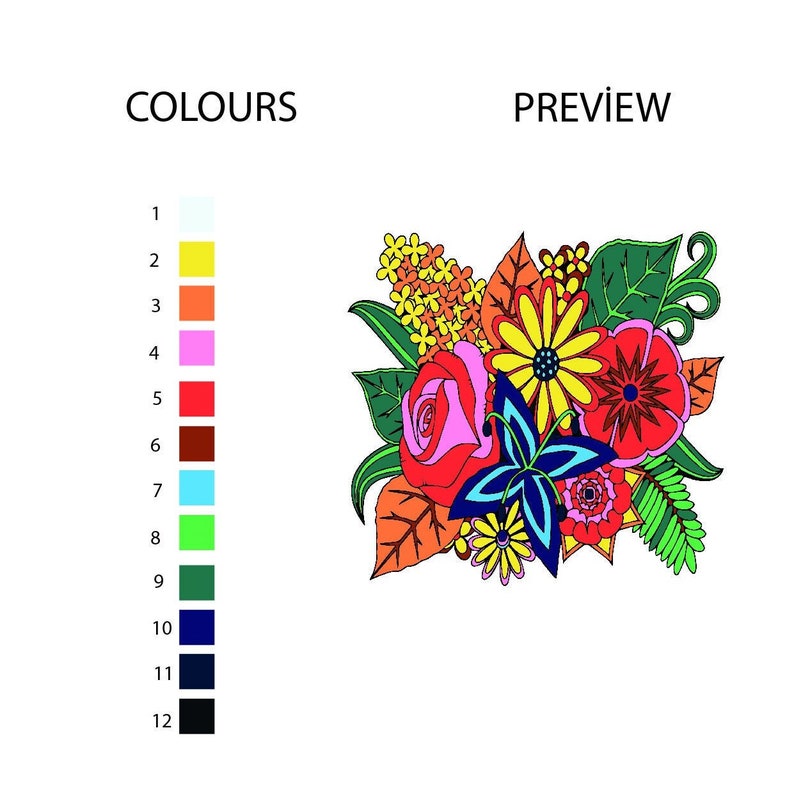 Color by Number Floral Design 2: Digital Download - Etsy