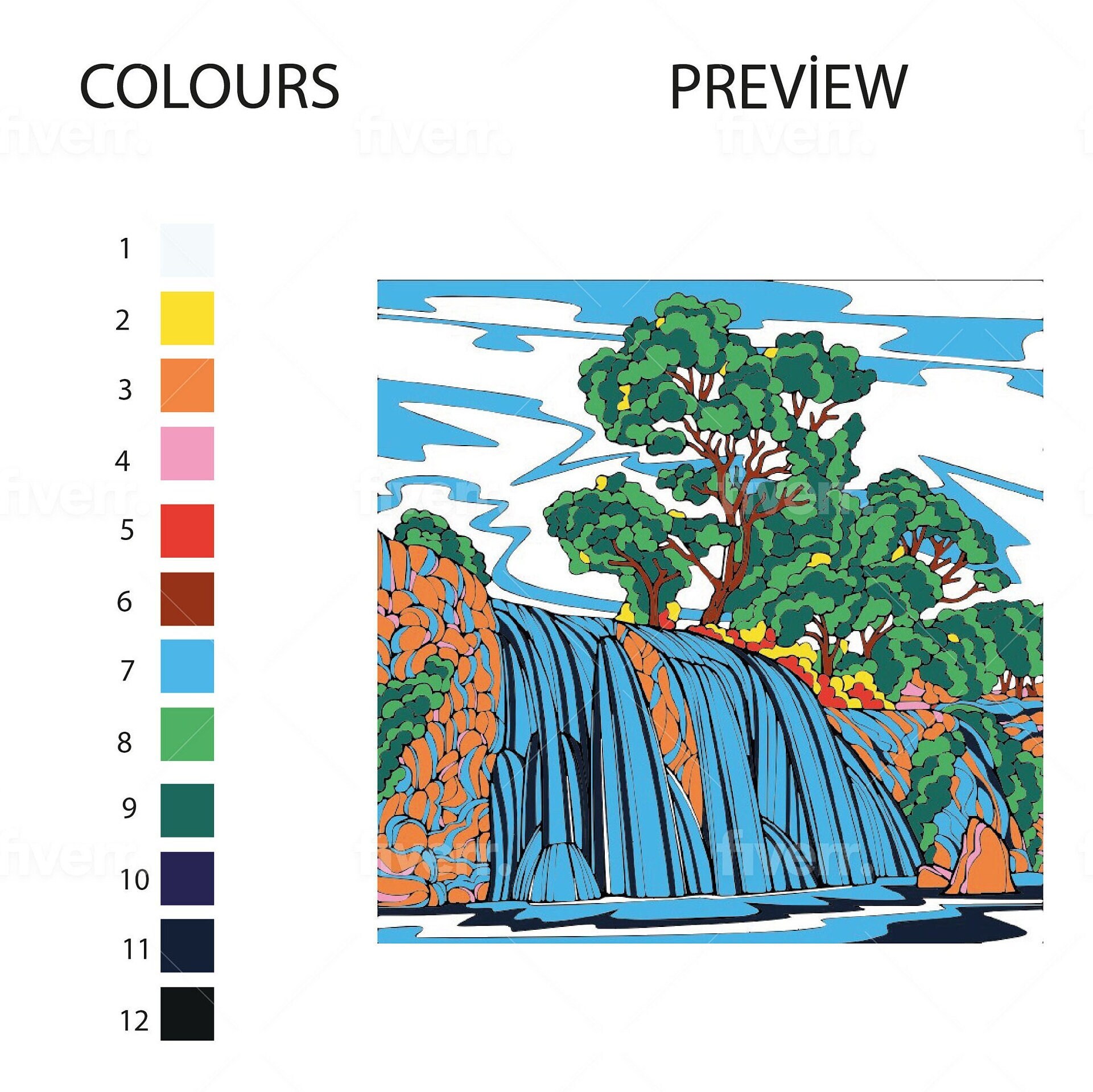 Color by Number Water Scene: Digital Download - Etsy