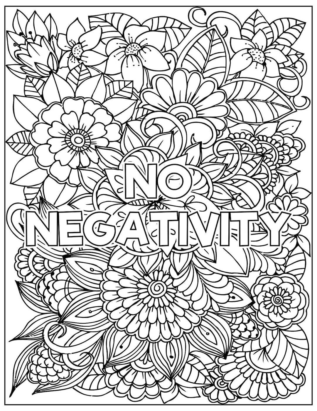 No Negativity: Coloring Book Sample Page - Etsy