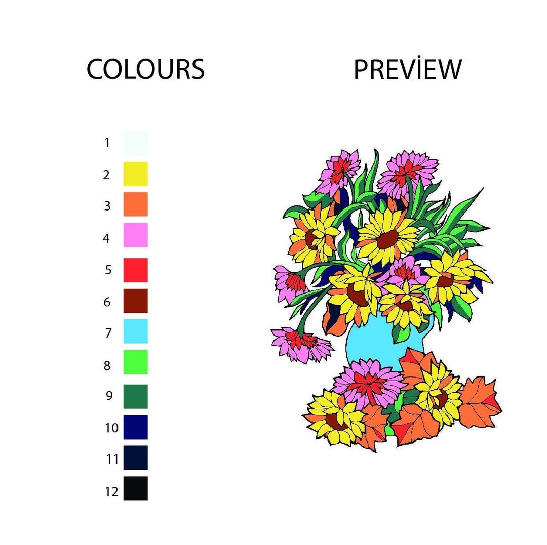 Color by Number Floral Design 3: Digital Download - Etsy