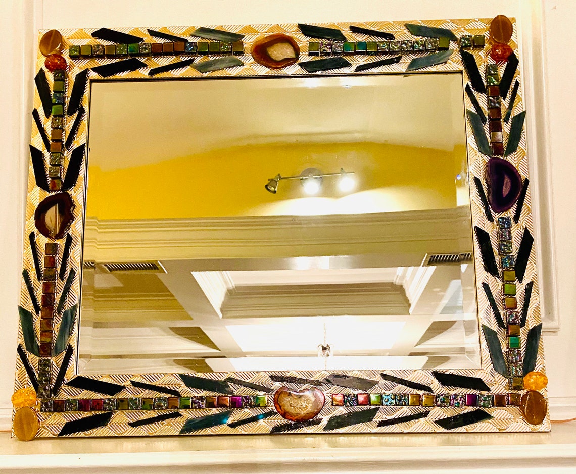 Mirror V-shape Tiles With Authentic Stones Horizontal or - Etsy