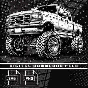 Ford F250 Xlt Extended Cab Digital File, Obs Truck PNG and SVG Files ...