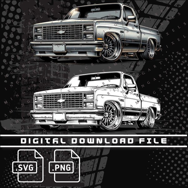 1968 Chevy C10 Watercolor PNG and SVG, Gift for Dad, Downloadable, Wall ...
