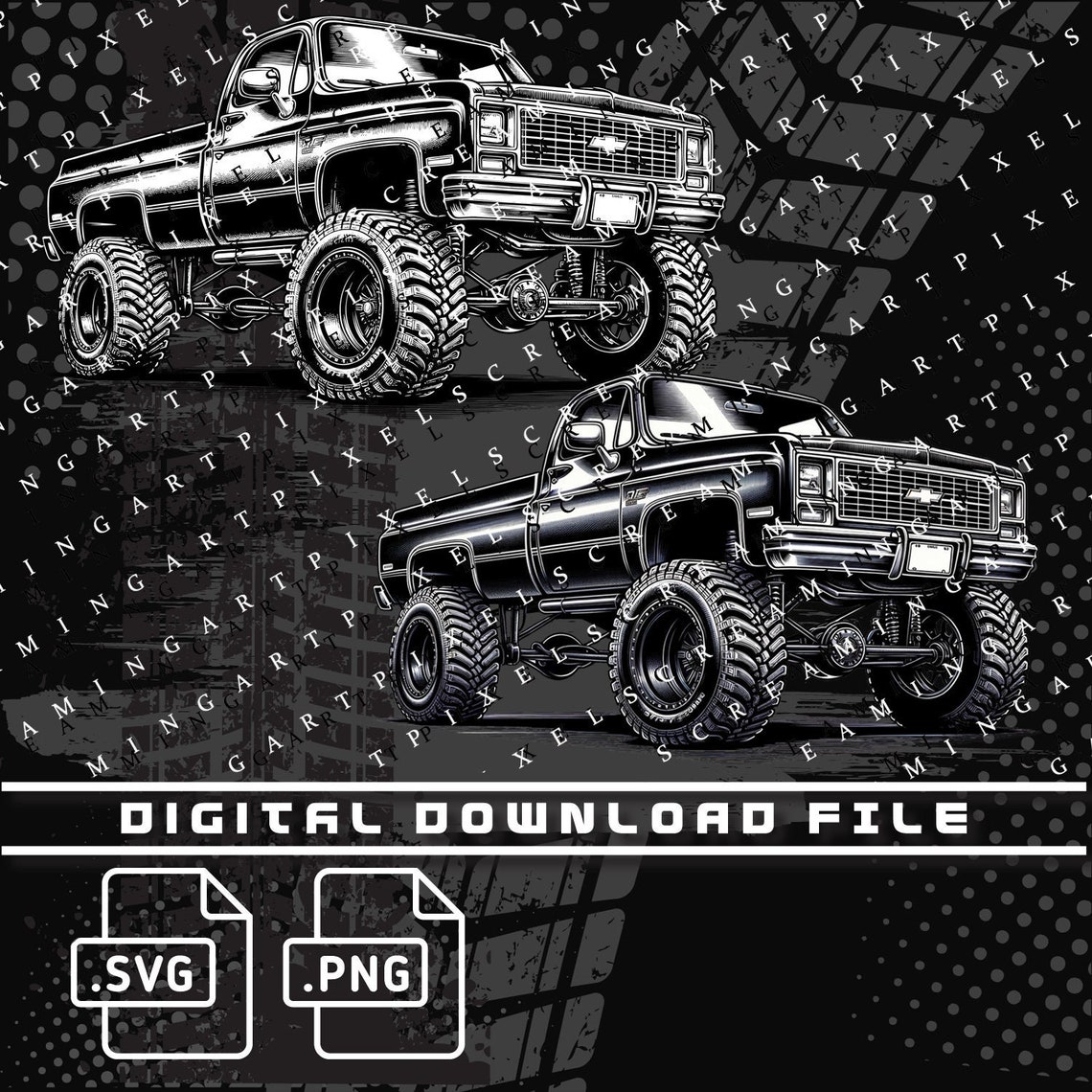 Chevy Squarebody K10 Custom Deluxe Digital File, PNG and SVG Files ...