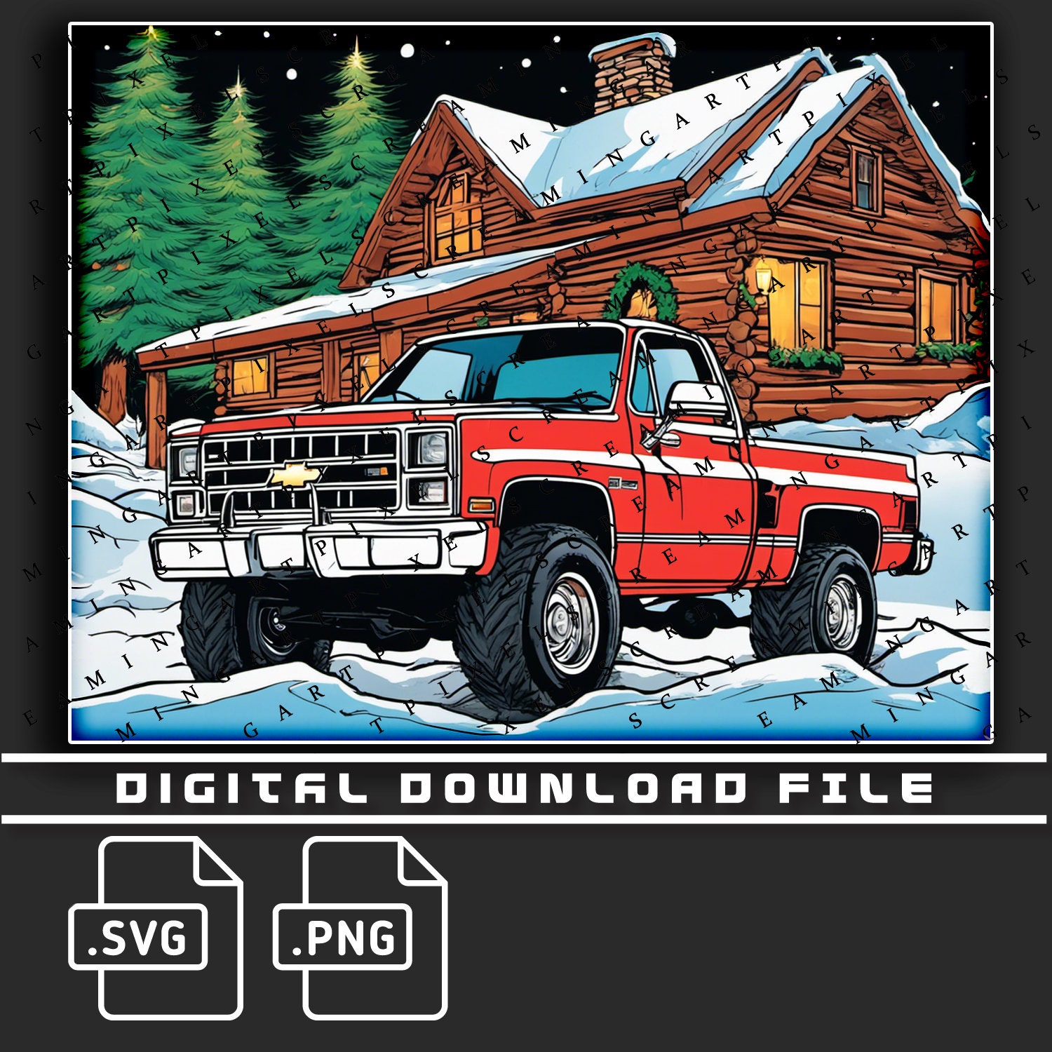 Chevy Squarebody Truck, Chevy C10, Digital File 4 Pack #2, Christmas ...
