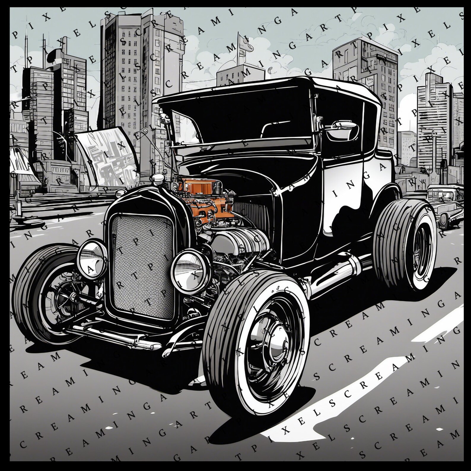 1923 T Bucket, Hot Rod, Rat Rod, City Scene, T-bucket PNG SVG 4 Pack ...