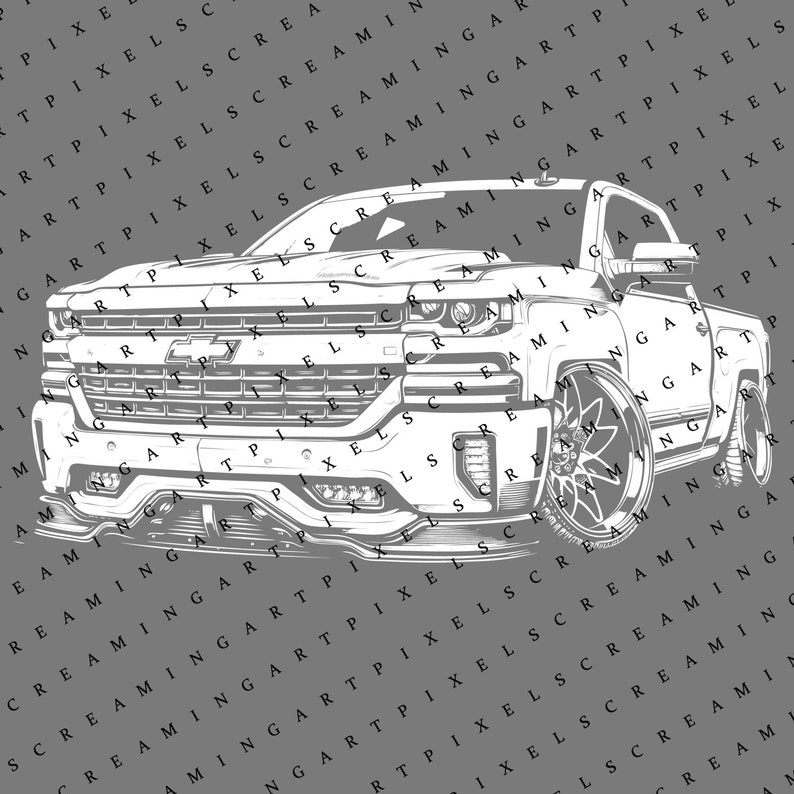 Chevy Silverado 1500 Single Cab Digital File, PNG and SVG Files, Obs ...