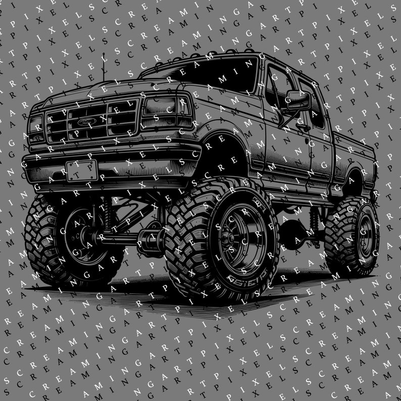 Ford F250 Xlt Extended Cab Digital File, Obs Truck PNG and SVG Files ...