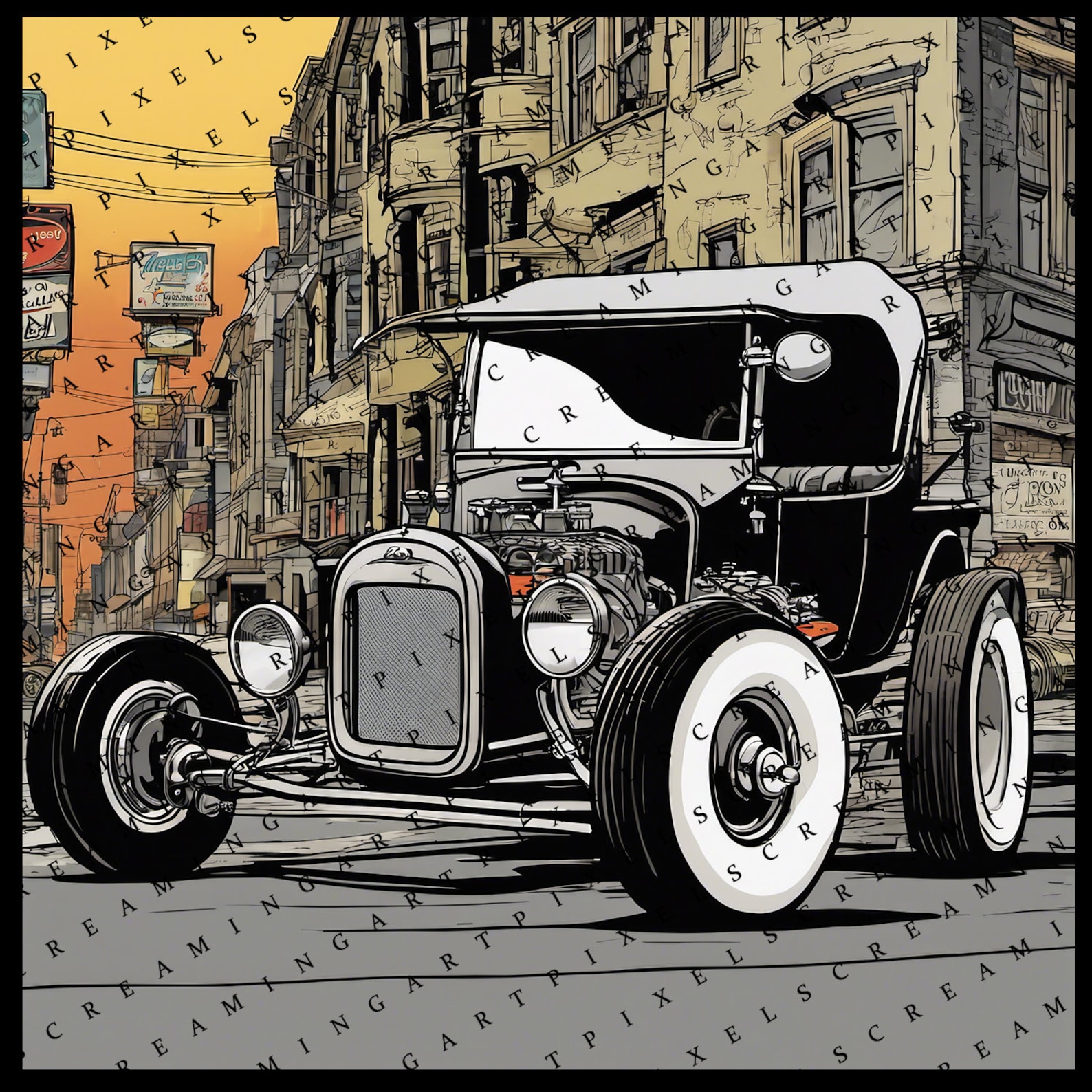 1923 T Bucket, Hot Rod, Rat Rod, City Scene, T-bucket PNG SVG 4 Pack ...