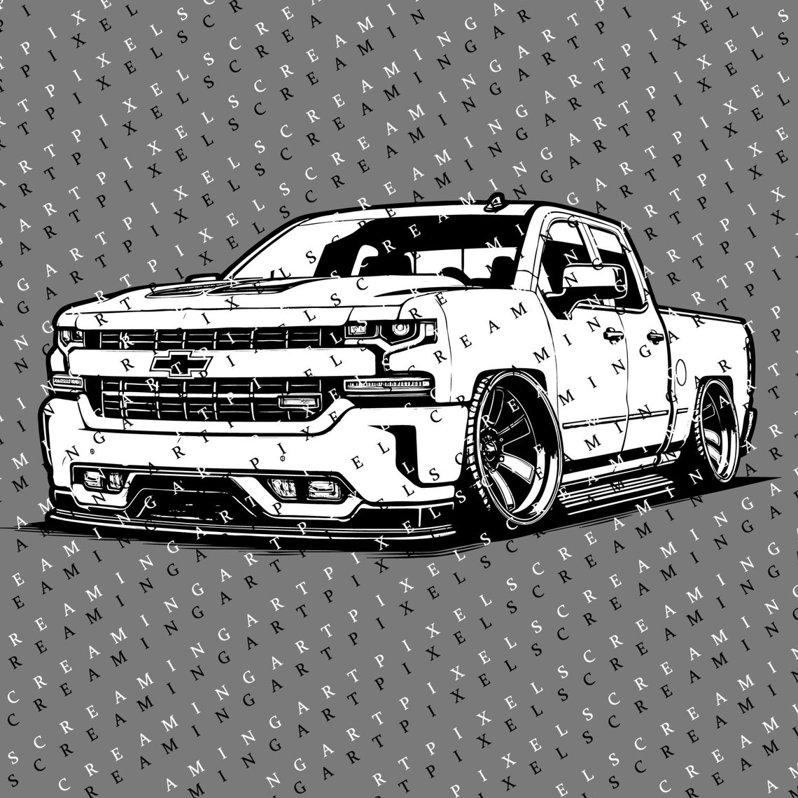 Chevy Silverado 1500 Digital File, PNG and SVG Files, Obs Truck ...