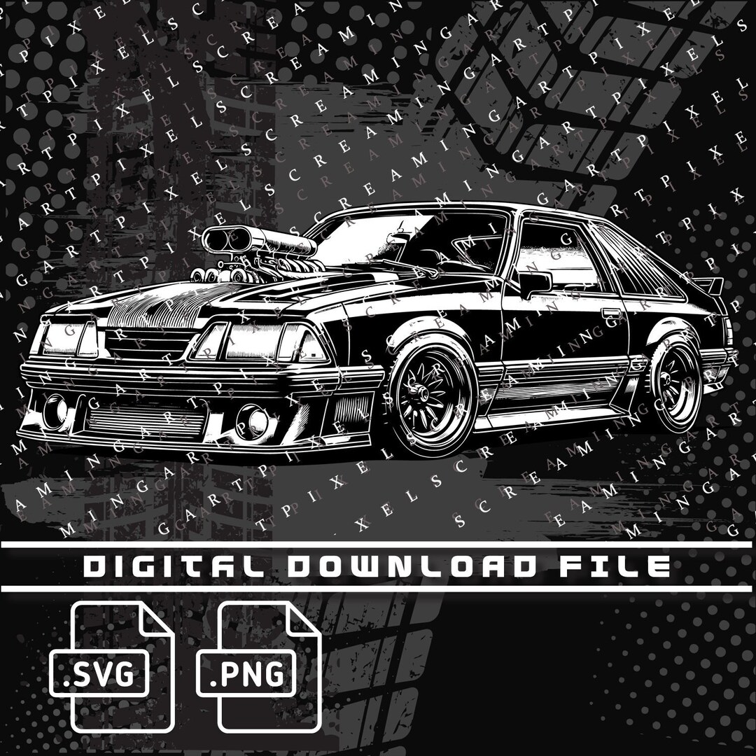 Ford Foxbody Mustang 5.0, Notchback Foxbody Digital File, PNG and SVG ...