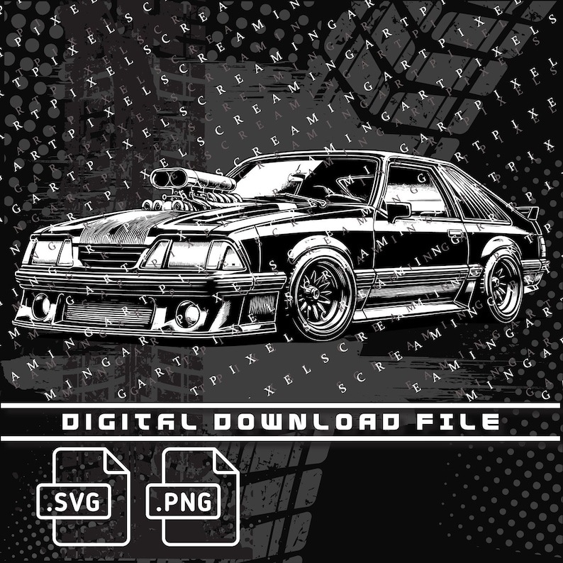 Ford Foxbody Mustang 5.0, Notchback Foxbody Digital File, PNG and SVG ...