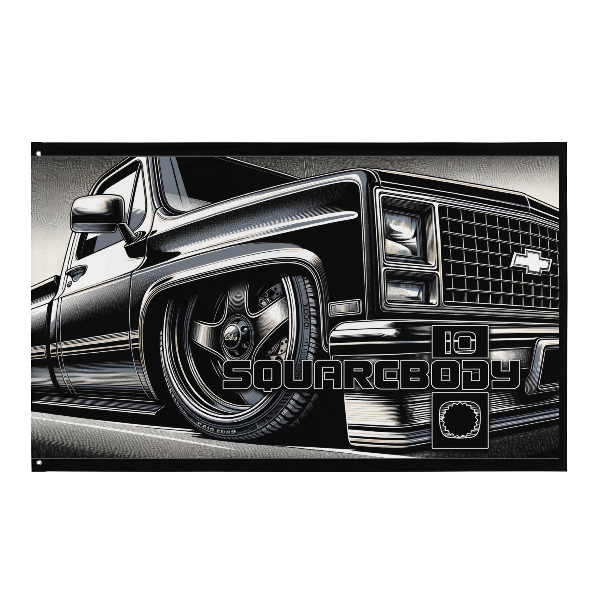 Slammed Squarebody Chevy C10 Emblem Garage Flag - Etsy