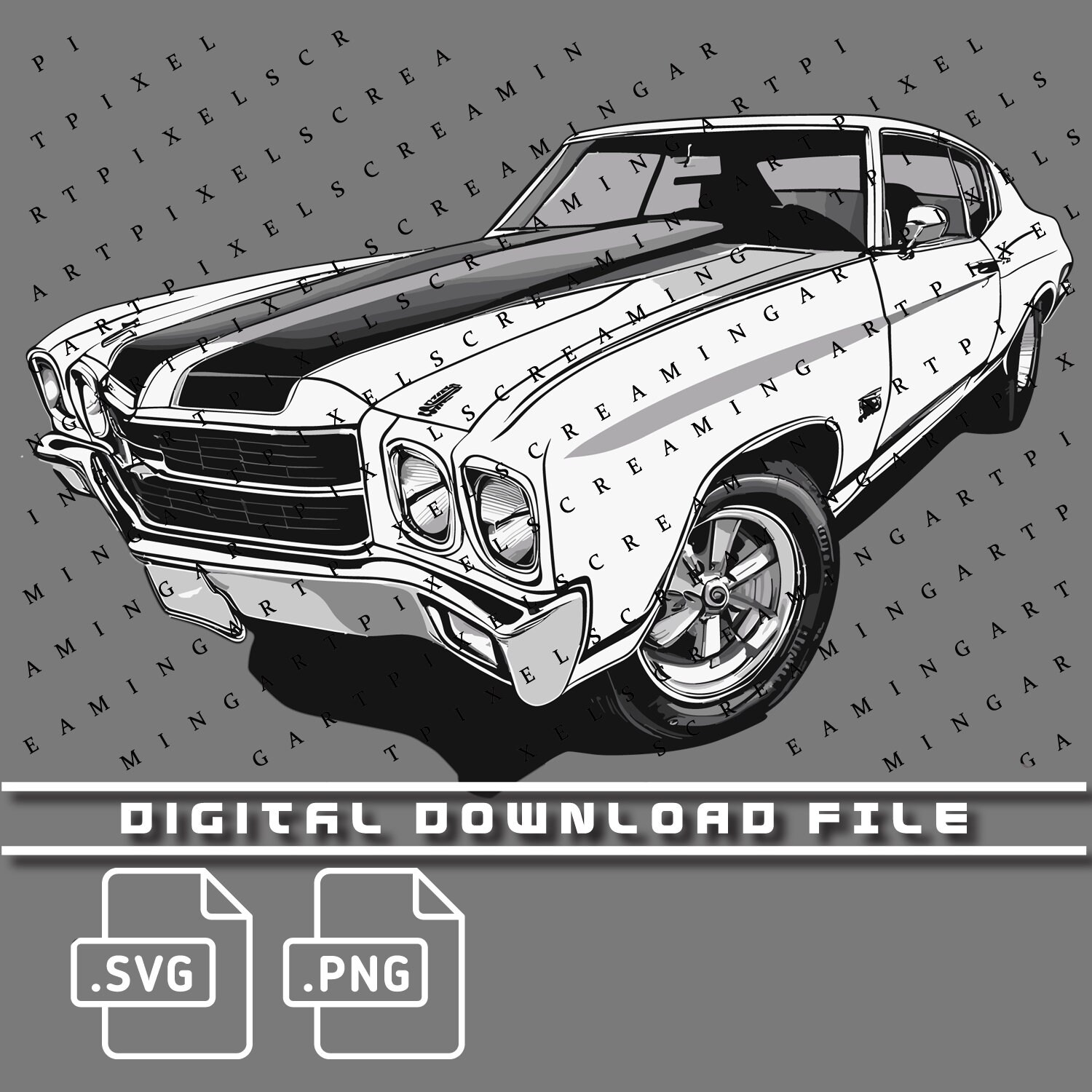 Chevy Chevelle SS, Chevelle Silhouette Digital File, Png & Svg File ...