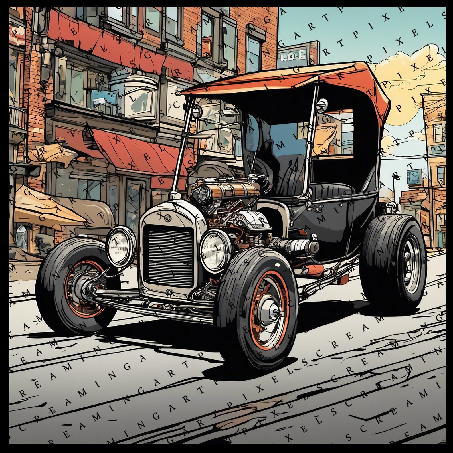 1923 T Bucket, Hot Rod, Rat Rod, City Scene, T-bucket PNG SVG 4 Pack ...