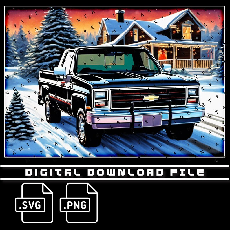 Chevy Squarebody Truck, Chevy C10, Digital File 4 Pack #5, Christmas ...