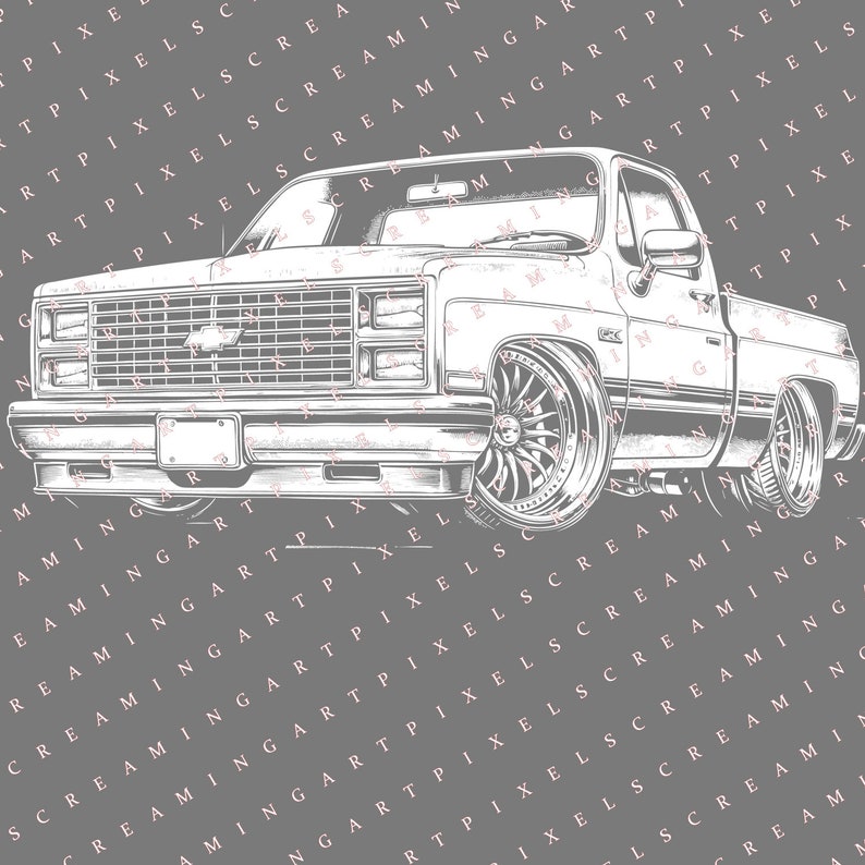Outline Square Body Chevy Drawing