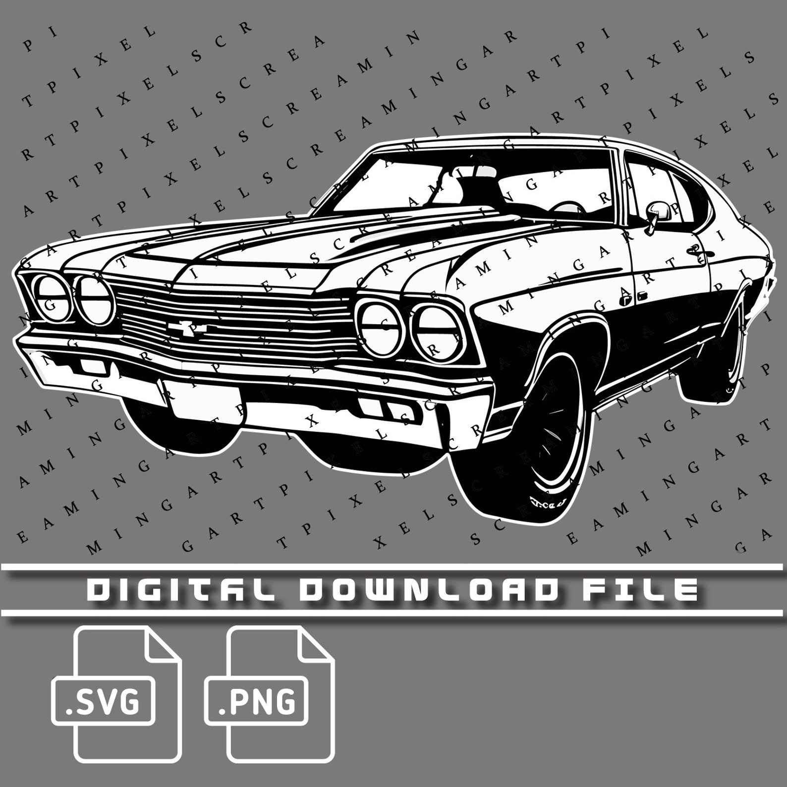 Chevy Chevelle SS, Chevelle Silhouette Digital File, Png & Svg File ...