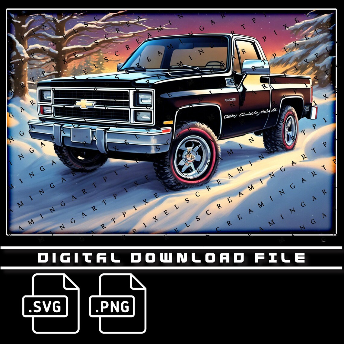 Chevy Squarebody Truck, Chevy C10, Digital File 4 Pack #5, Christmas ...
