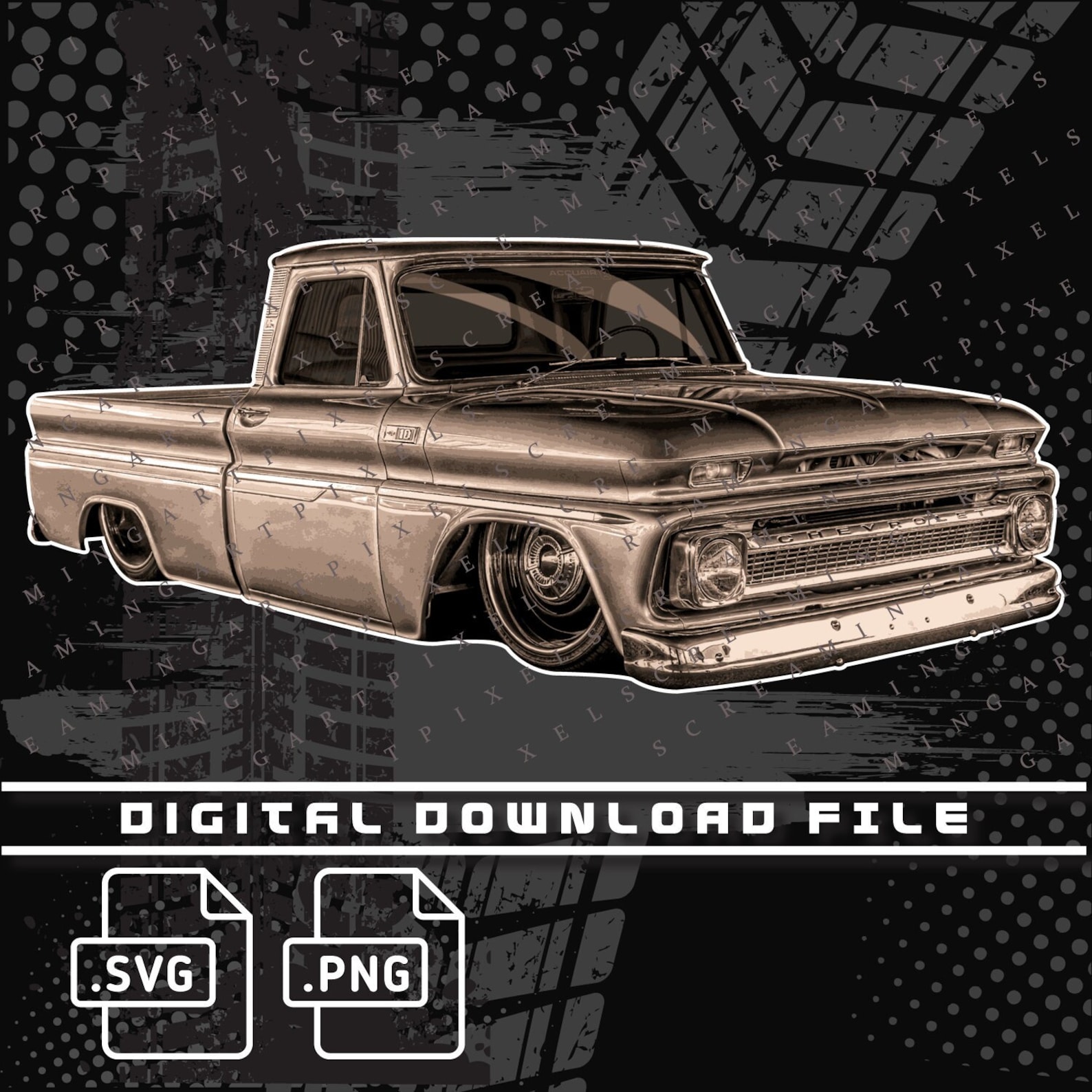 Chevy C10 Custom Slammed Digital File, PNG and SVG File, Chevy C10 ...