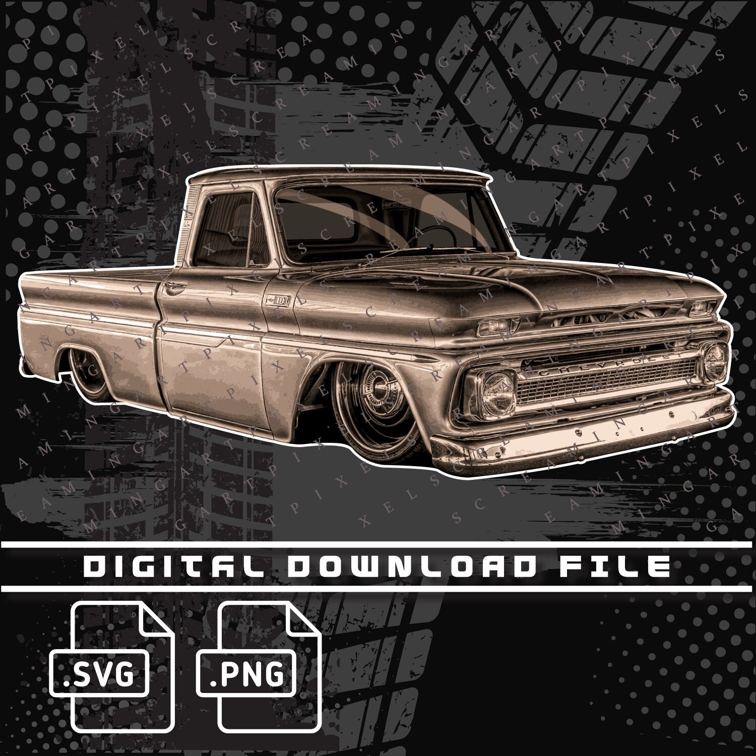 Chevy C10 Custom Slammed Digital File, PNG and SVG File, Chevy C10 ...
