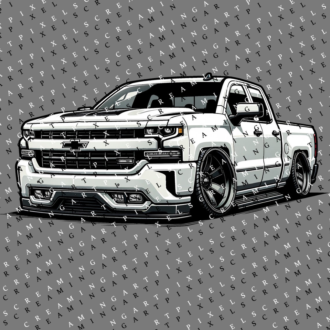 Chevy Silverado 1500 Digital File, PNG and SVG Files, Obs Truck ...