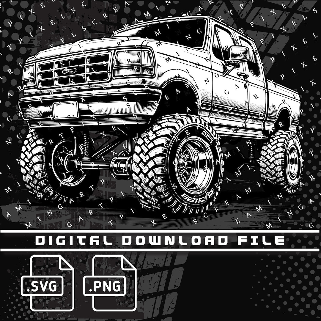 Ford F250 Xlt Extended Cab Digital File, Obs Truck PNG and SVG Files ...