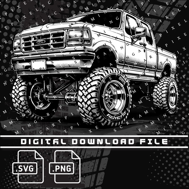 Ford F250 Xlt Extended Cab Digital File, Obs Truck PNG and SVG Files ...