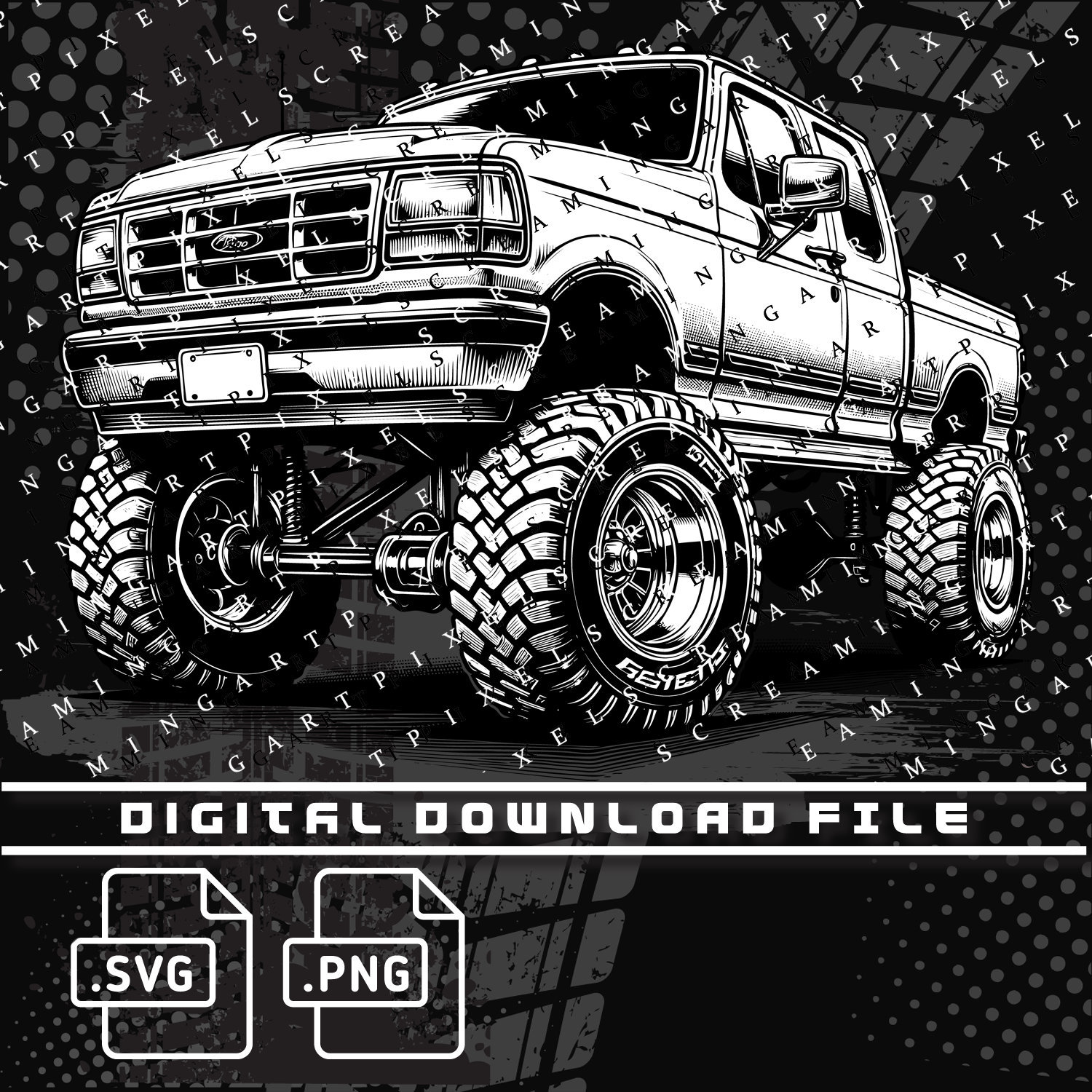 Ford F250 Xlt Extended Cab Digital File, Obs Truck PNG and SVG Files ...