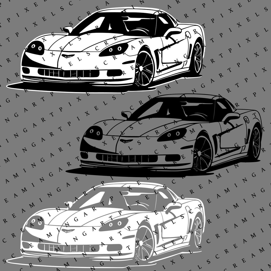 Chevy Corvette Silhouette Digital File, C5, C6 Silhouette, Chevy Racing ...
