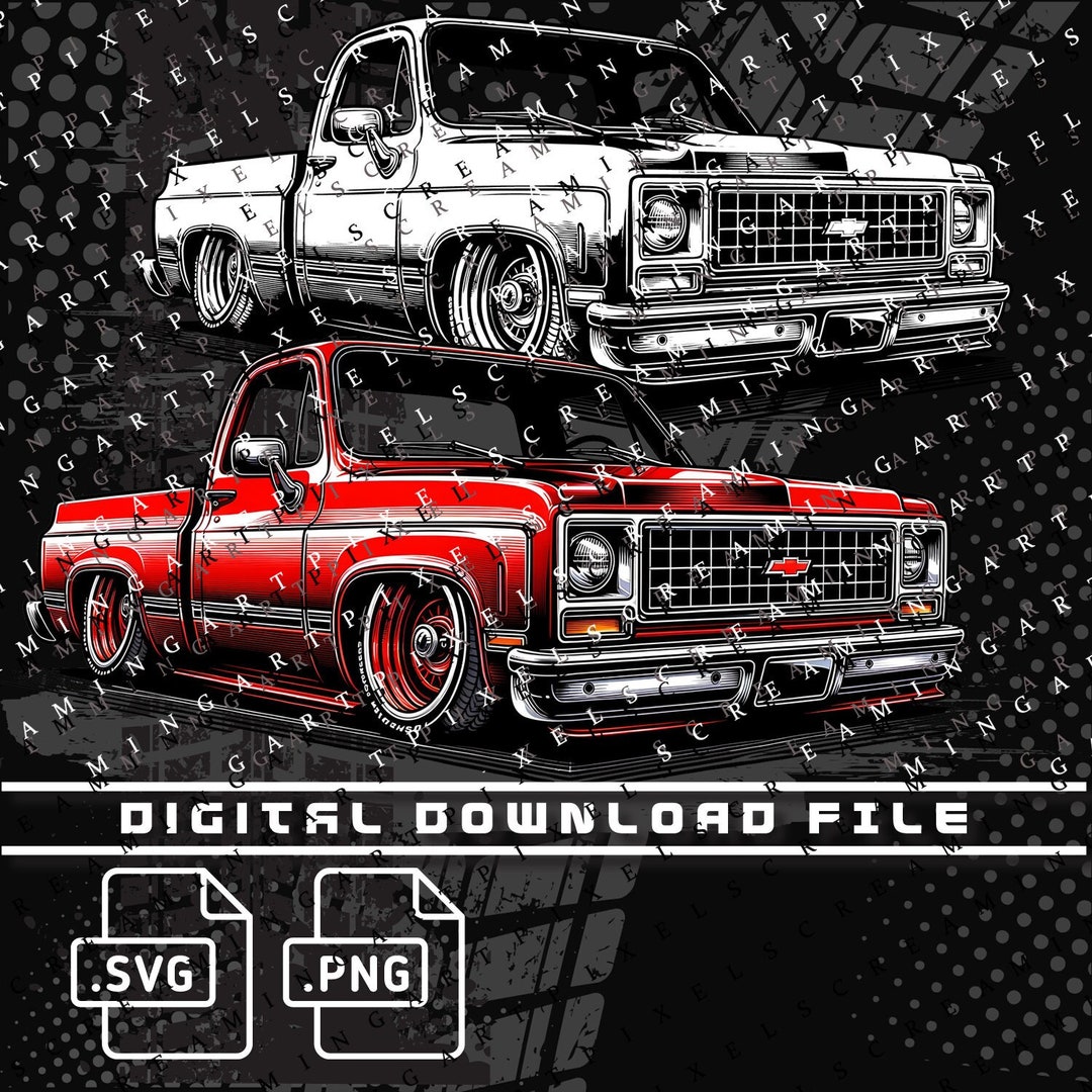 Chevy Squarebody Slammed C10 Digital File, PNG and SVG Files, Chevy C10 ...