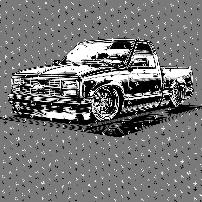 Chevy S10 Mini Truckin Digital File, PNG and SVG Files, Obs Truck ...